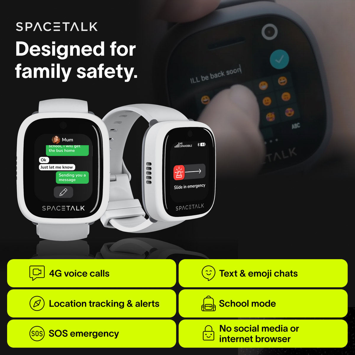 Kids Smart Watch 4G, GPS, SOS & School Mode | Spacetalk Loop